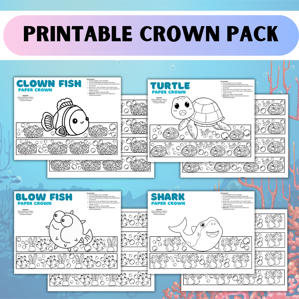 Under The Sea Paper Crown Crafts for Kids – Pittys Print Shop